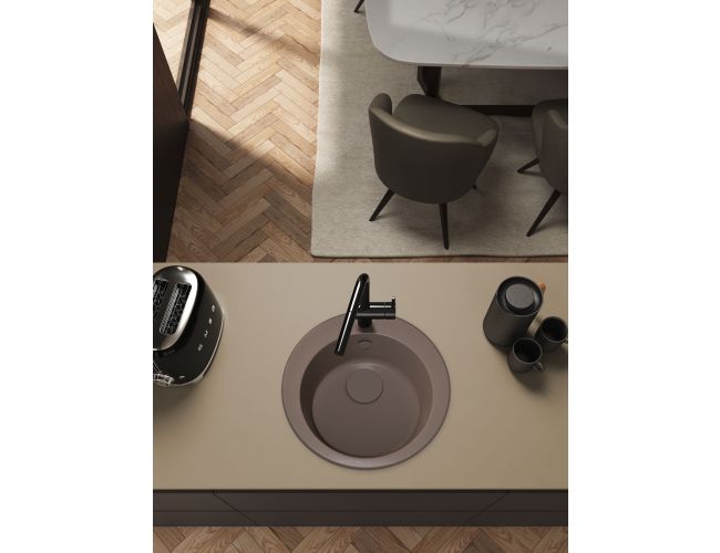 Fregadero cocina circular Syan Denix - Ø478 mm sintético | Comprar oferta