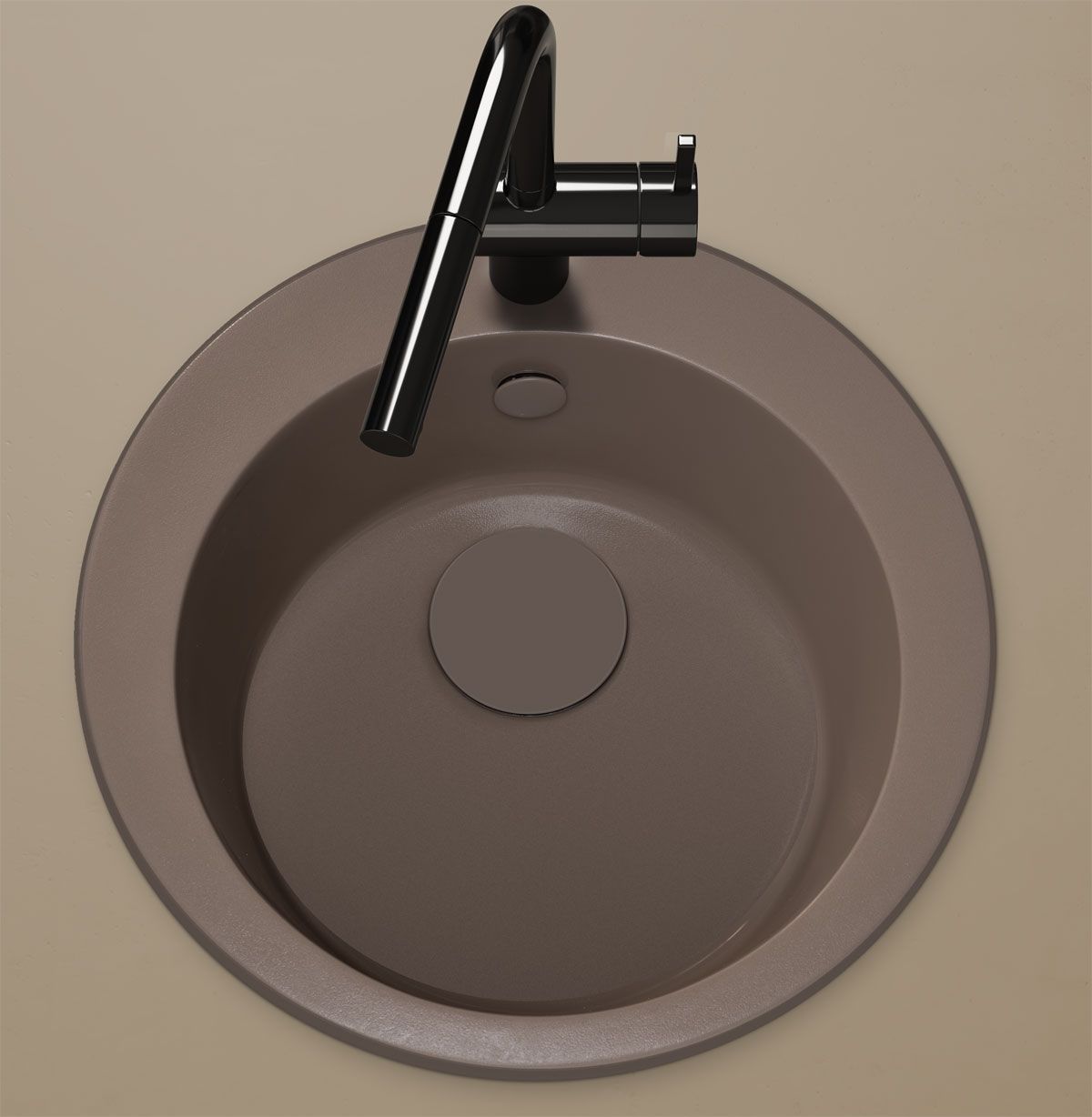 Fregadero cocina circular Syan Denix - Ø478 mm sintético | Comprar oferta